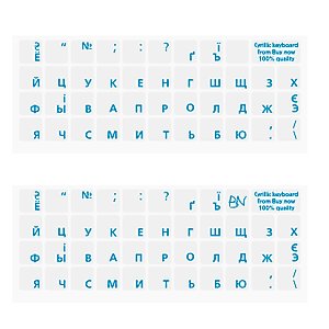 2 Pack Russian Blue Keyboard Stickers Cyrillic for Computer Blue Keyboard Letters on Clear Transparent Background