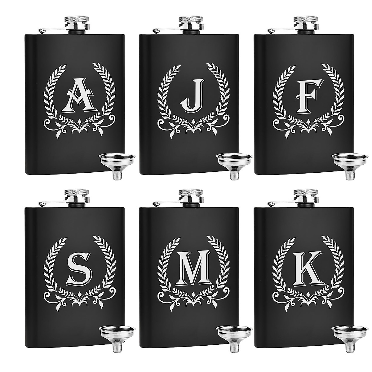 ELEGANTPARK Hip Flasks for Liquor for Men with Initials Monogrammed Gifts for Men Birthday Personalized Gifts for Him Groomsmen Dad Engraved Hip Flask with Funnel 8 OZ Letter A