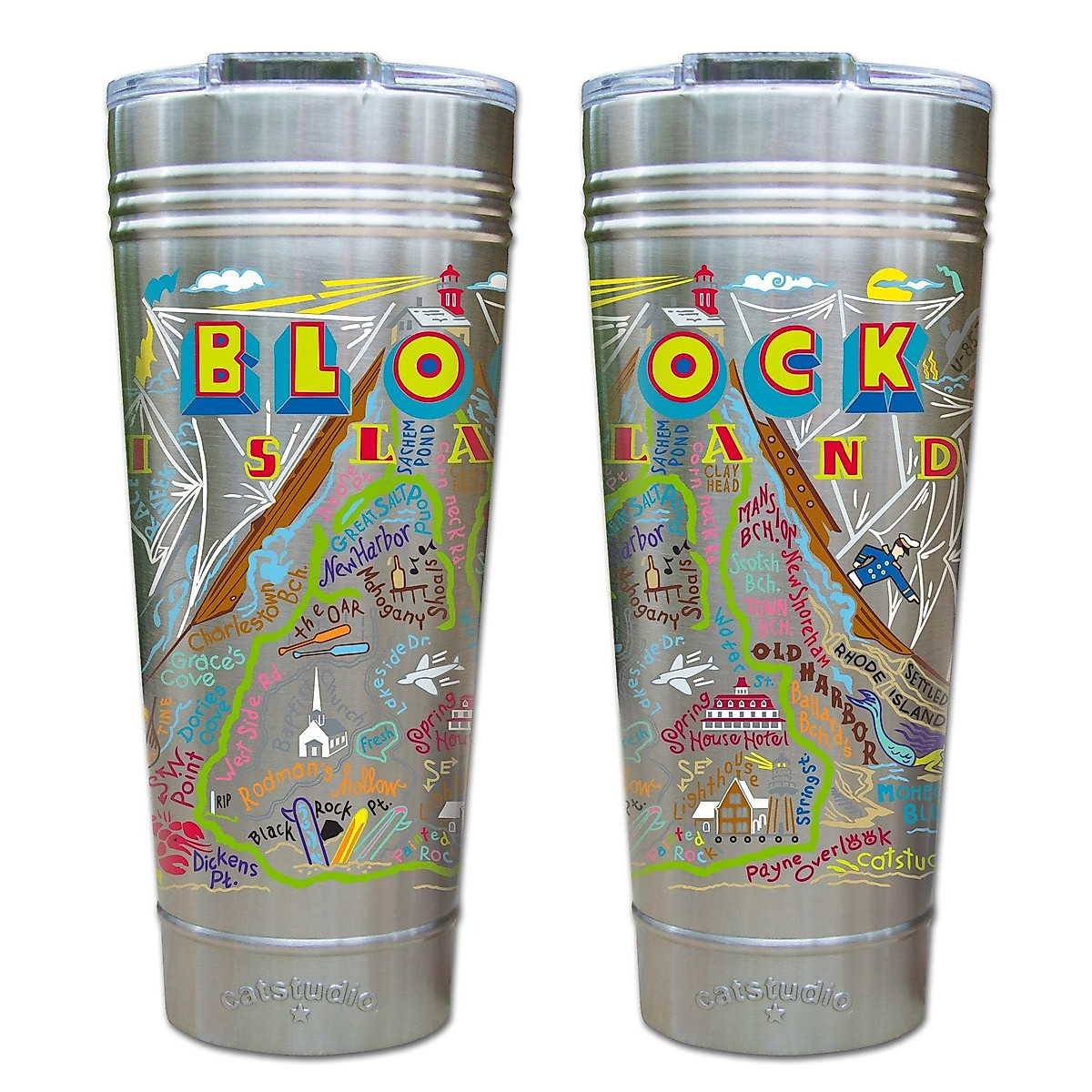 Catstudio Block Island Thermal Tumbler | Triple Wall Insulation With Non Slip Bottom | Great Travel Cup for Water, Coffee, Tea, or Smoothies