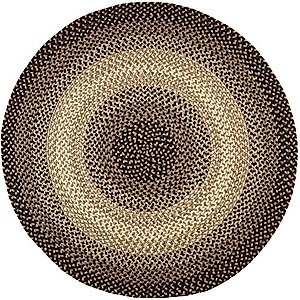 Super Area Rugs Round 4X4 Black/Gray/Gold Braided Rug Hartford Primitive Decor Rug - Indoor Outdoor - 4' X 4' Circular Braided Rug Dining Room Rug