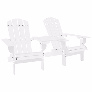 Tidyard Patio Adirondack Chairs with Tea Table Solid Wood Fir White Outdoor Fire Pit Chair Wooden Garden Armchair for Porch Pool Lawn Deck Backyard Balcony Outdoor