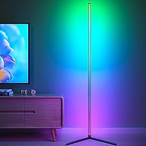 bedee LED Corner Floor Lamp: 65" RGB Color Changing Floor Lamp with Music Sync, Modern Standing Mood Light with App & Remote Control, Creative DIY Mode & Timing for Living Room Gaming Room Bedroom