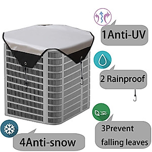 Perfitel AC Cover for outside units -Central air conditioner Cover Defender-Waterproof Heavy Duty Top Air Conditioner Cover (32X32 inch)