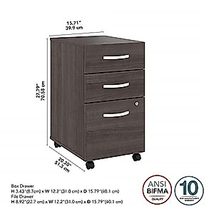 Bush Business Furniture Hybrid 3 Drawer Mobile File Cabinet-Assembled, Storm Gray