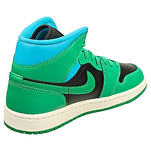 Jordan 1 Mid Women Black/Lucky Green-Aquatone BQ6472-033 9.5