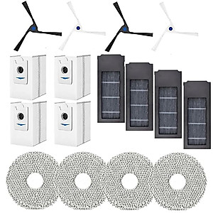 16Pcs Spare Parts Accessories Kit for Ecovacs Deebot X2/ X2 Pro Robot Vacuum Cleaner, 4 x Dust Bags 4 x Mop Clothes 4 x Filters 4 x Side Brushes
