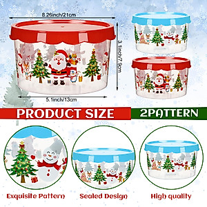 Sliner 6 Pcs Christmas Cookie Containers Holiday Plastic Cookie Storage Buckets with Lids Santa Claus Snowman Cookie Containers Red and Blue Reusable box for Holiday Candy Snacks