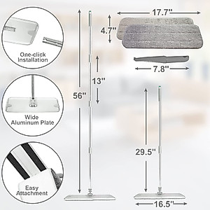 18" Professional Microfiber Mop Floor Cleaning mop, Flat Mop with Stainless Steel Handle,4 Reusable Washable Mop Pads and mop Pads Brush,Microfiber Mop for Hardwood (I18 Professional Microfiber Mop)