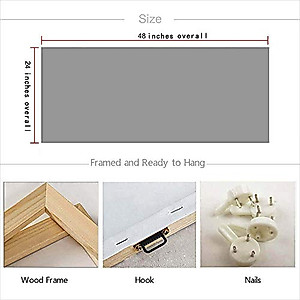 Arjun Flowers Wall Art Pink Elegant Painting Modern Abstract Colorful Floral Landscape Picture Canvas Rustic Wildflowers 48"x24" Large Framed Artwork for Bathroom Living Room Bedroom Home Office Décor