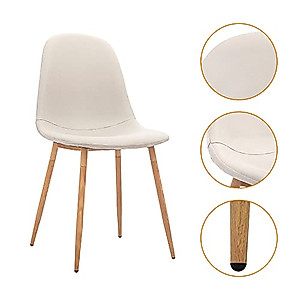 CangLong Dining Chairs Set of 2 with Upholstered Cushion Seat Back & Metal Legs, Morden Armless Accent Chairs for Kitchen, Living Room, Light Grey