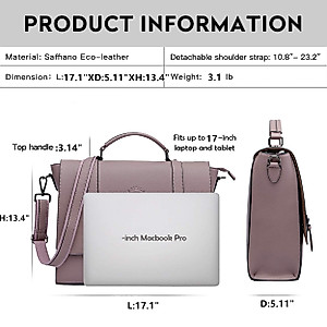 EaseGave Women's 17 Inch Laptop Briefcase, Vintage Purple Saffiano Eco-leather, Multi-Compartment, 3 lb Weight Capacity