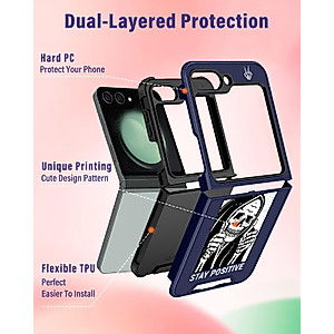 Funermei (2in1 for Samsung Galaxy Z Flip 5 Case Skull for Women Cute Kids Boys Phone Cover Funny Cool Skeleton Goth Design with Ring Stand Unique Teens Funda for Samsung Z Flip 5 Cases 6.7'' (2023)