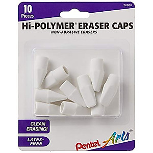 Pentel Arts Hi-Polymer White Cap Erasers (ZEH02PABP10)