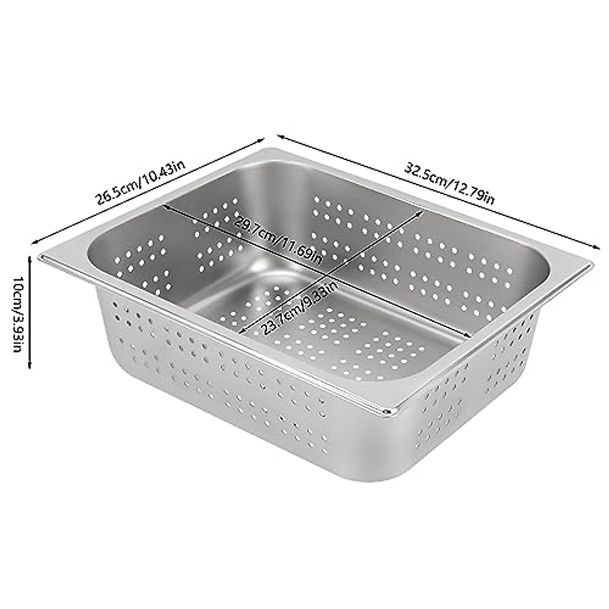 3 Pack Full Size Hotel Pan with Lid Set,1/2 Size 4 Inch,6 Inch Full Size Pan Perforated Steam Pan Steam Table Pan Cover Restaurant Supplies for Kitchen, Steam Table Tray