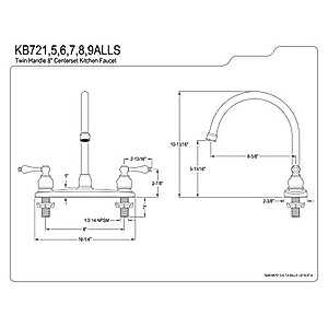 Kingston Brass KB721ALLS Vintage 8" Centerset Kitchen Faucet, 8-3/4", Polished Chrome