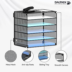 DALTACK 5 Tier Paper Organizer Letter Tray Mesh Metal Desk File Organizer for Home & Office, Black