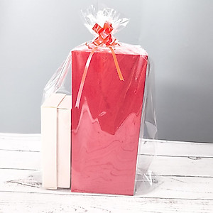 Amsthow Clear Basket Bags, 20CT Cellophane Bags with Bows, 12 x 18-inch Gift Wrap for Baskets, Favors, Small Fruit, Goodie Treats, Holiday Decorations