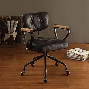 Daesar Office Chair in Vintage Dark Coffee Top Grain Leather