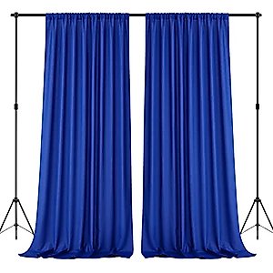 HOMEIDEAS 10ft x 10ft Backdrop Curtains for Parties 2 Panels Royal Blue Photo Background Curtains,Polyester Rod Pocket Drapes for Wedding Birthday Decorations