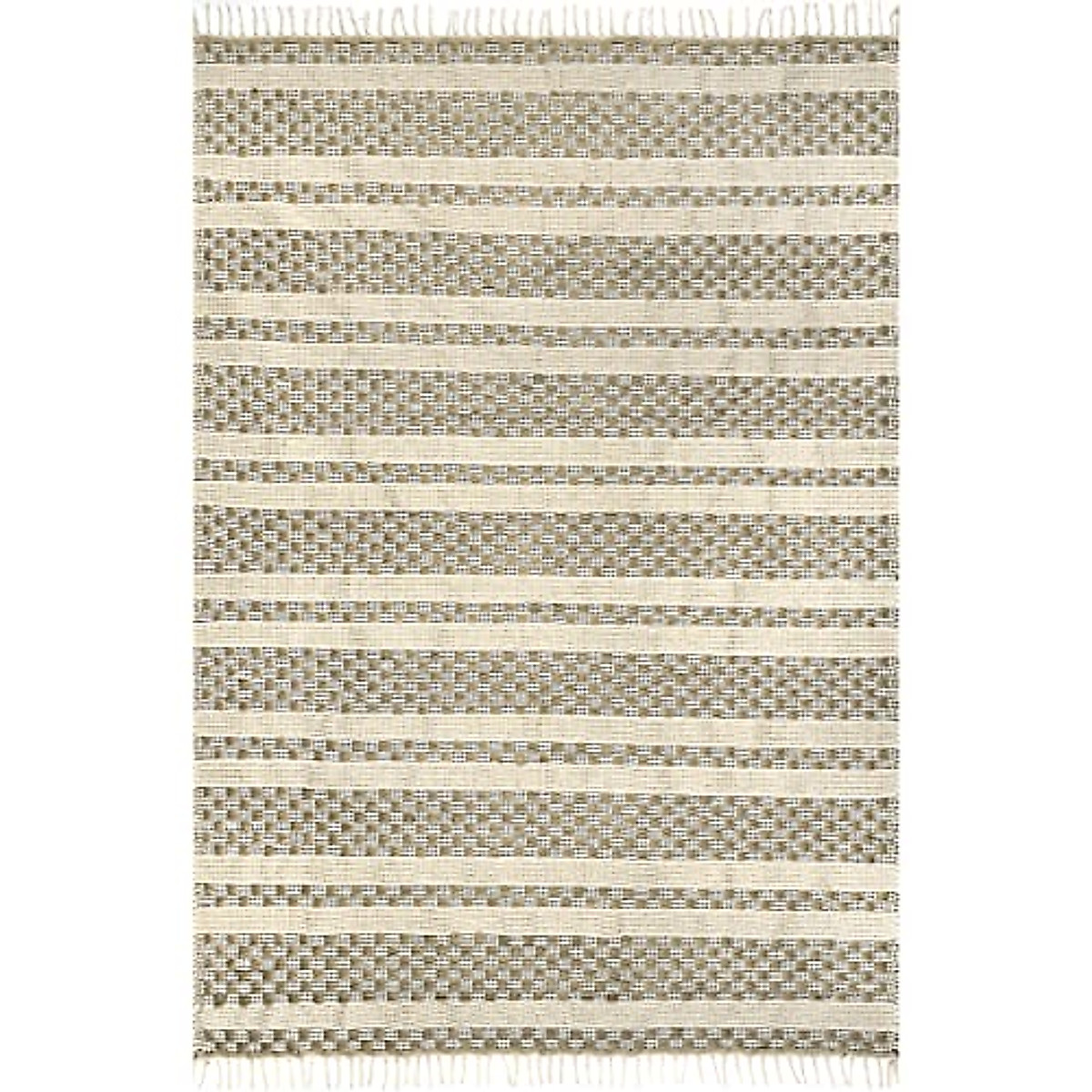 nuLOOM Emma Jute-Blend Flatweave Striped Tassel Area Rug, 5' x 8', Natural