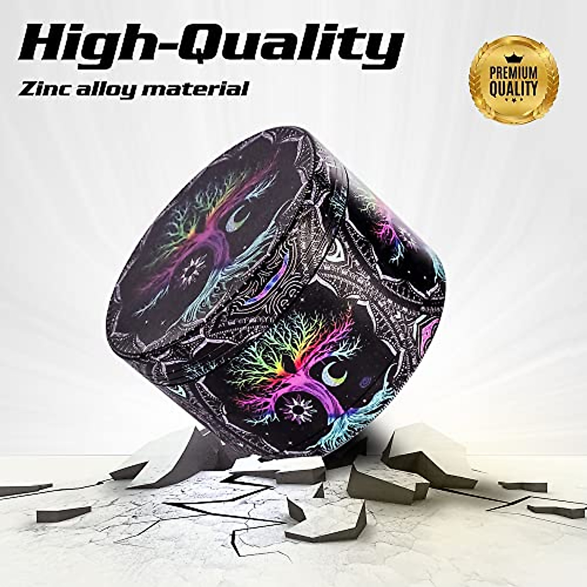 YeJeansion Portable 2.5" Aluminium Spice Grinder, Boho Style with Lucky Tree Pattern, Best Gift for Home and Kitchen.