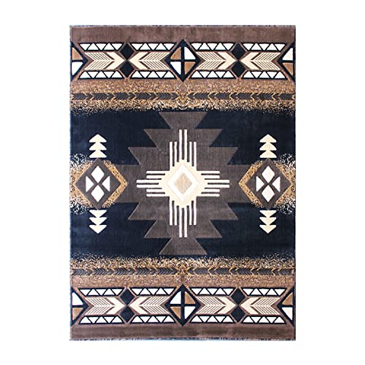 South West Native American Area Rug 5 Feet X 7 Feet Black Design C318