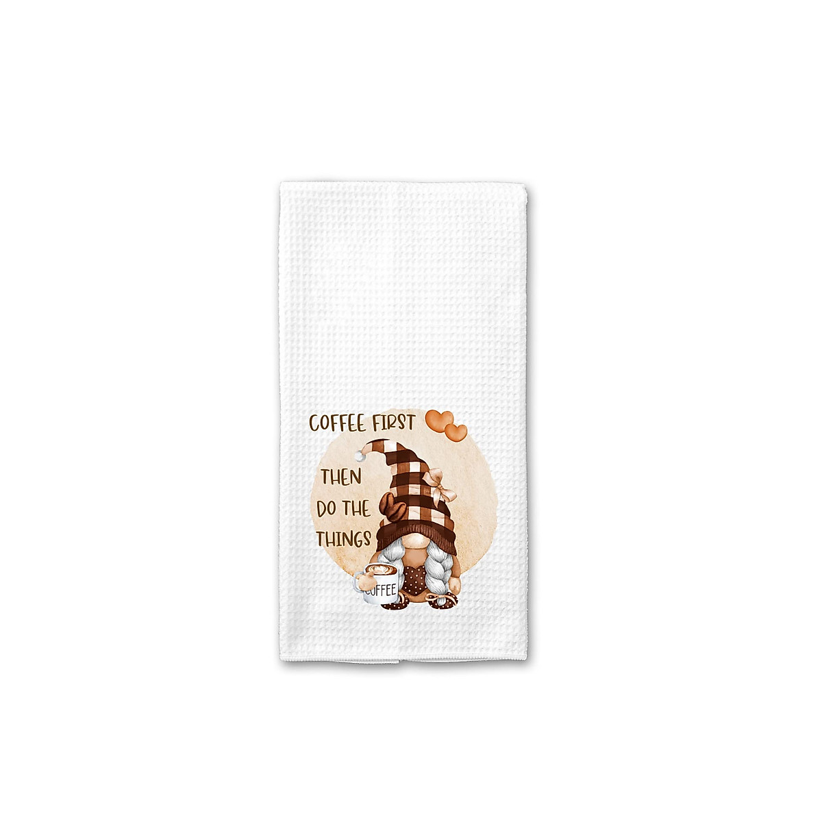 Coffee First Then Do The Things Waffle Weave Tea Towel | Kitchen Towel | Housewarming Gift | Fall Autumn Season Dish Towel | Friend Birthday Gift