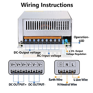 DC 12V 100A 1200W Switching Power Supply Adapter PSU AC-DC 12Volt Industrial Transformer Converter SMPS 110V/220V for Motor Pump LED Drive CCTV Security Camera Car Stereo and More 12V Device