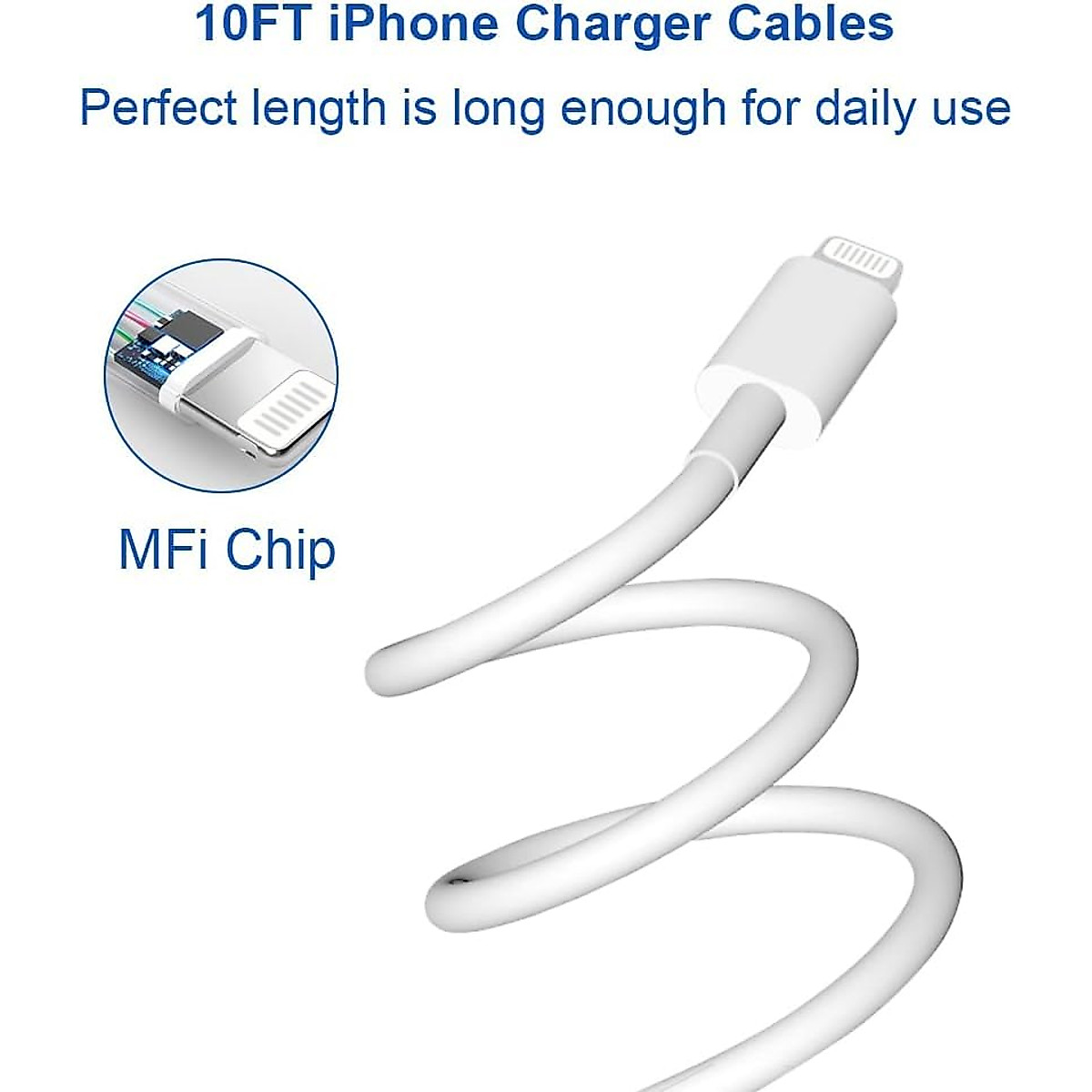 10 Ft iPhone Fast Charger【Apple MFi-Certified】 2-Pack 20W Super Fast Charger cargador with Long Fast Charging Cable for iPhone 14/13/12/11 Pro Max,14 Plus,Mini,Pro/XS/SE/XR/iPad