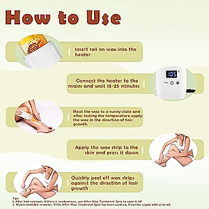 Digital Roll On Wax Kit, Thermostatic Roll On Wax Warmer for Hair Removal for Sensitive Skin,Portable at Home Waxing Kit for Women&Men, Depilatory Soft Honey Roller Waxing Kit - White