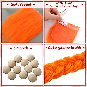 29 Pcs Halloween Gnome Accessories Set Gnome Beards Wooden Gnome Nose and Braids Craft DIY Gnomes for Halloween Christmas Party Supplies(Multi Colors)