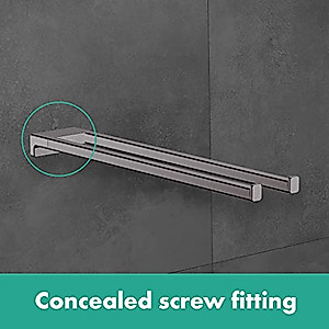 Hansgrohe -Towel Holder Twin-Handle 3-inch Holder in Brushed Black Chrome, 41770340