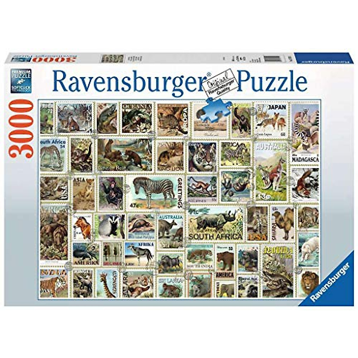 Ravensburger 17079 Animal Stamps 3000 Piece Puzzle for Adults - Every Piece is Unique, Softclick Technology Means Pieces Fit Together Perfectly, Multicolor