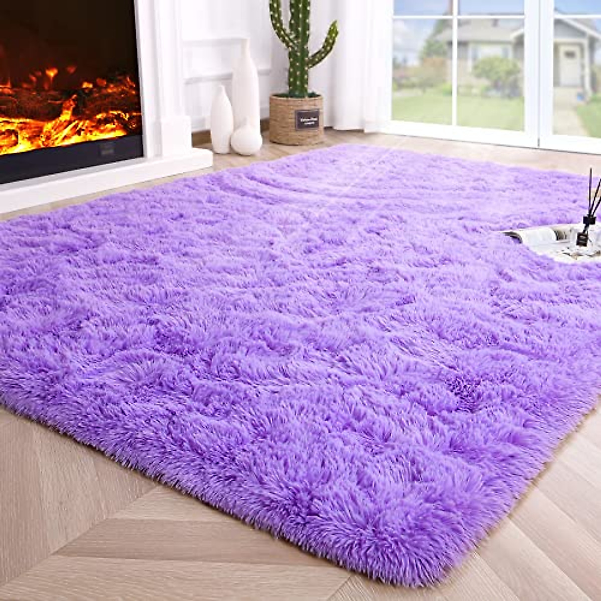 Noahas Fluffy Purple Rug for Living Room 8x10 Area Rugs,Thick Plush Shag Rug,Large Living Room Rugs,Big Fuzzy Carpet,Shaggy Rugs for Bedroom,Soft Comfy Kids Rugs Nursery Rug Living Room Decor