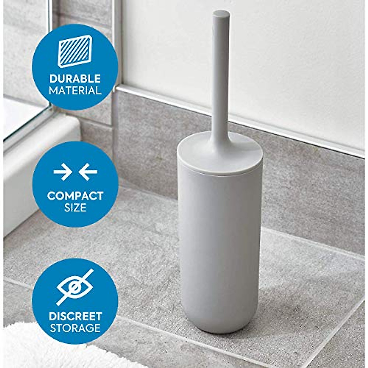 iDesign Cade Bowl Brush and Holder, Toilet Cleaning Set for Bathroom, Matte Gray 2 Each