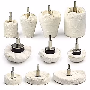 10PCS Buffing Wheel for Drill, Flannelette Polishing Wheels Mixed Polish Head Kit with 1/4'' Shaft for Car Wheel Aluminum Stainless Steel Chrome Manifold Washing & Polishing