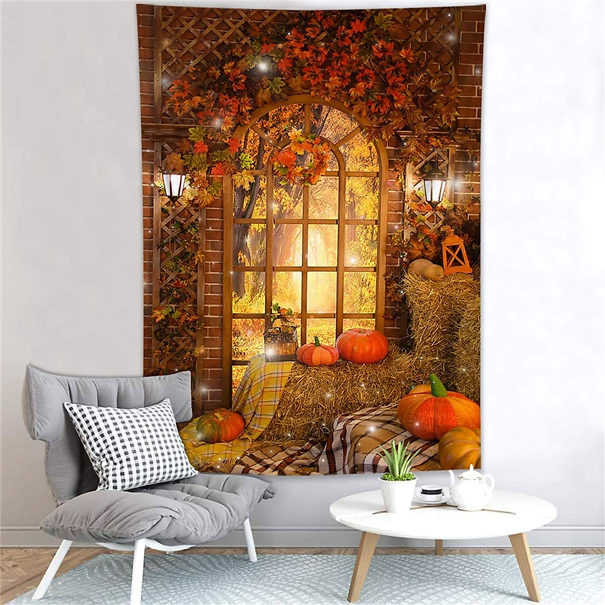 LB Moon Phase Tapestry Moth Tapestries Black Witchy Aesthetic Moonlit Garden Flower Trippy Butterfly Floral Tapestry Wall Hanging for Bedroom Living Room College Dorm Home Decor Vertical,50x60 inch