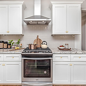 KOPPALIVE 5 Pack Solid Brass Dresser Drawer Pulls,Semicircle Kitchen Cabinet Knobs and Handles, Gold Knobs for Cabinet and Drawer, Modern Copper Furniture Handles, Brushed Finish Furniture Hardware