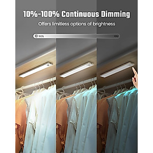 SUPERDANNY 47 LED USB-C Rechargeable Motion Sensor Under Cabinet Lights, 12" Closet Lights, 6000K Dimmable Under Counter Lights for Kitchen Wardrobe Stair, 2 Pack