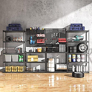Woueniut Garage Storage Shelves, 72" Heavy Duty Metal Storage Utility Rack with Adjustable 5 Tier Shelving Storage Rack for Warehouse Basement Kitchen Living Room 35.8" W x 16" D x 72" H (4 Pack)