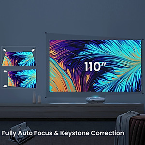 JMGO O1 Pro 1080P FHD Ultra Short Throw Projector,1500ANSI Lumens, 4K Supported Movie Projector with Dynaudio Speakers, Smart DLP Projector, Auto Focus & Keystone Correction, Home Theater Projector