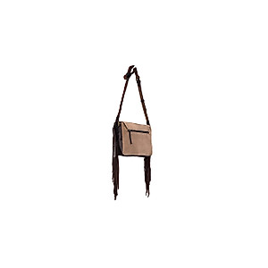 ARIAT Women's Audrey Collection Canvas Flower Fringe Crossbody Bag Handbag, Brown, One Size