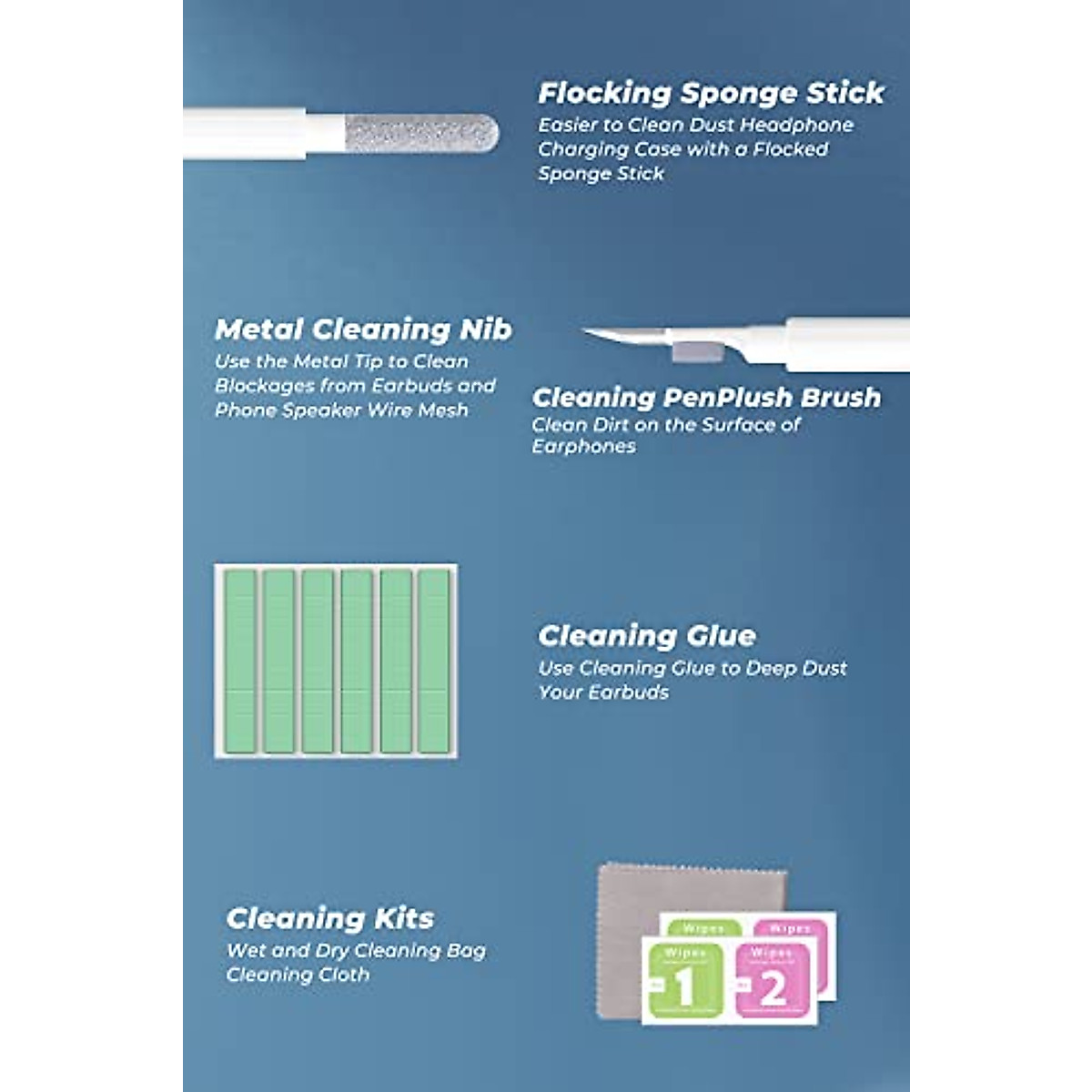 Cleaner Kit for Airpod, Earbud Cleaning Putty Remove Ear Wax, Bluetooth Earbuds Cleaning Kit with Soft Brush for Airpod Pro iPad Laptop Wireless Earphones Charging Case Camera Mobile Phone DEVENTORZ