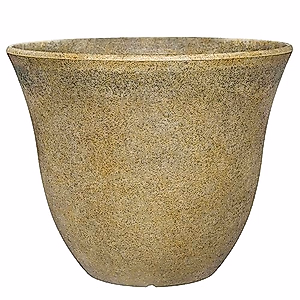 Classic Home and Garden Honeysuckle Resin Flower Pot Planter, Fossil Stone, 15"