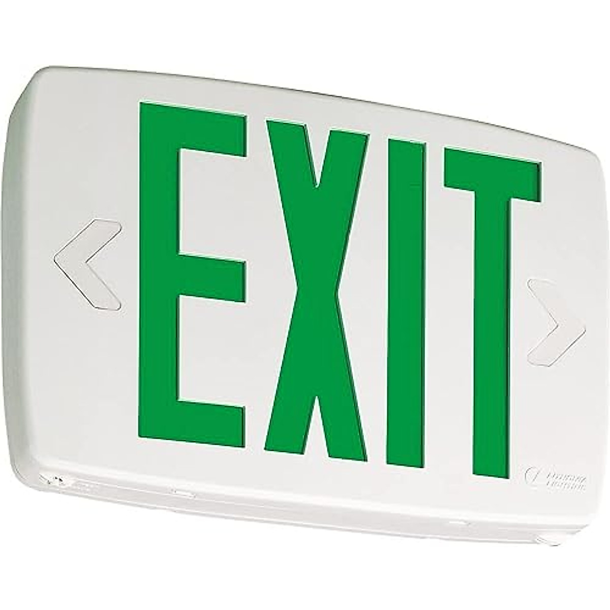 Lithonia Lighting LQM S W 3 G 120/277 EL N M6 Quantum Thermoplastic LED Emergency Exit Sign with Stencil-Faced White Housing and Green Letters with Nickel Cadium battery
