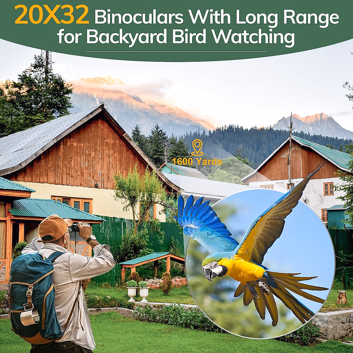 Compact Binoculars for Adults High Powered - OPAITA 20x32 Small Binoculars for Adults Kids with Low Light Vision for Hunting Cruise Ship Travel Concert Hiking