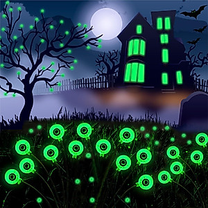 Halloween Decorations Outdoor Solar Eyeball Lights, Scary Pathway Lights 2PACKS 12LED Halloween Solar Lights Outdoor, Haunted Mansion Decor for Yard