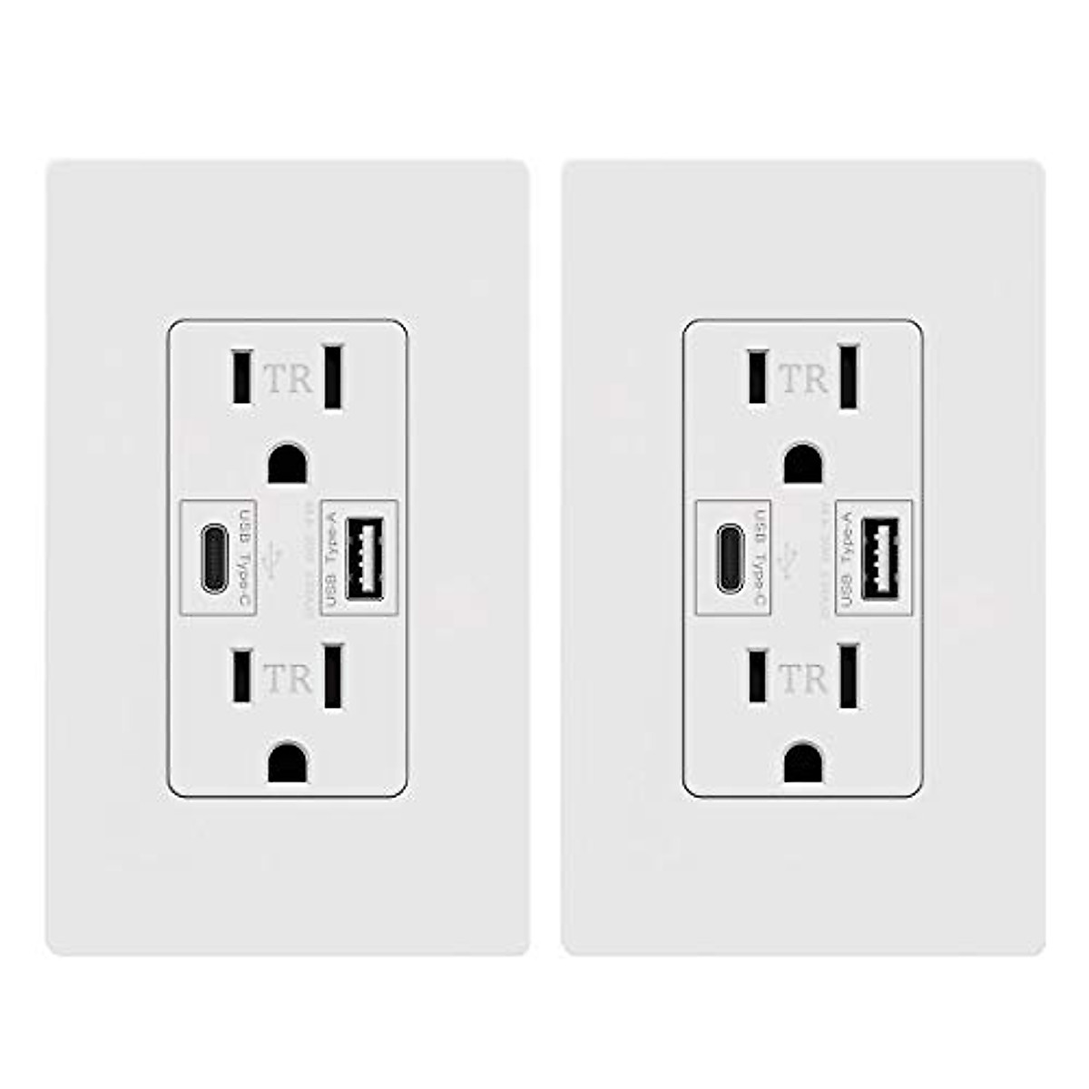 USB C Outlet PD, Power Delivery 24W Fast Charging Capability, Child Proof Safety Receptacles 15 Amp, Tamper Resistant Wall Charger for iPhone 14 Pro Max UL Listed Micmi (USB c PD 2pack)