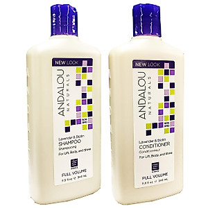 Andalou Naturals Lavender & Biotin Full Volume Shampoo & Conditioner Hair Loss Solution With Biotin Growth Serum, Aloe Vera Extract and Jojoba Oil For Men & Women, 11.5 fl. oz. each