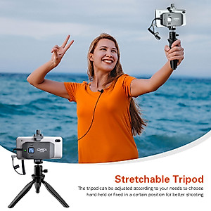 comica CVM-WS50C Wireless Lavalier Microphone for iPhone with Tripod, Real-time Monitor, Wireless Lapel Mic for Android, Video Recording Mic for YouTube TikTok Livestream Vlog.
